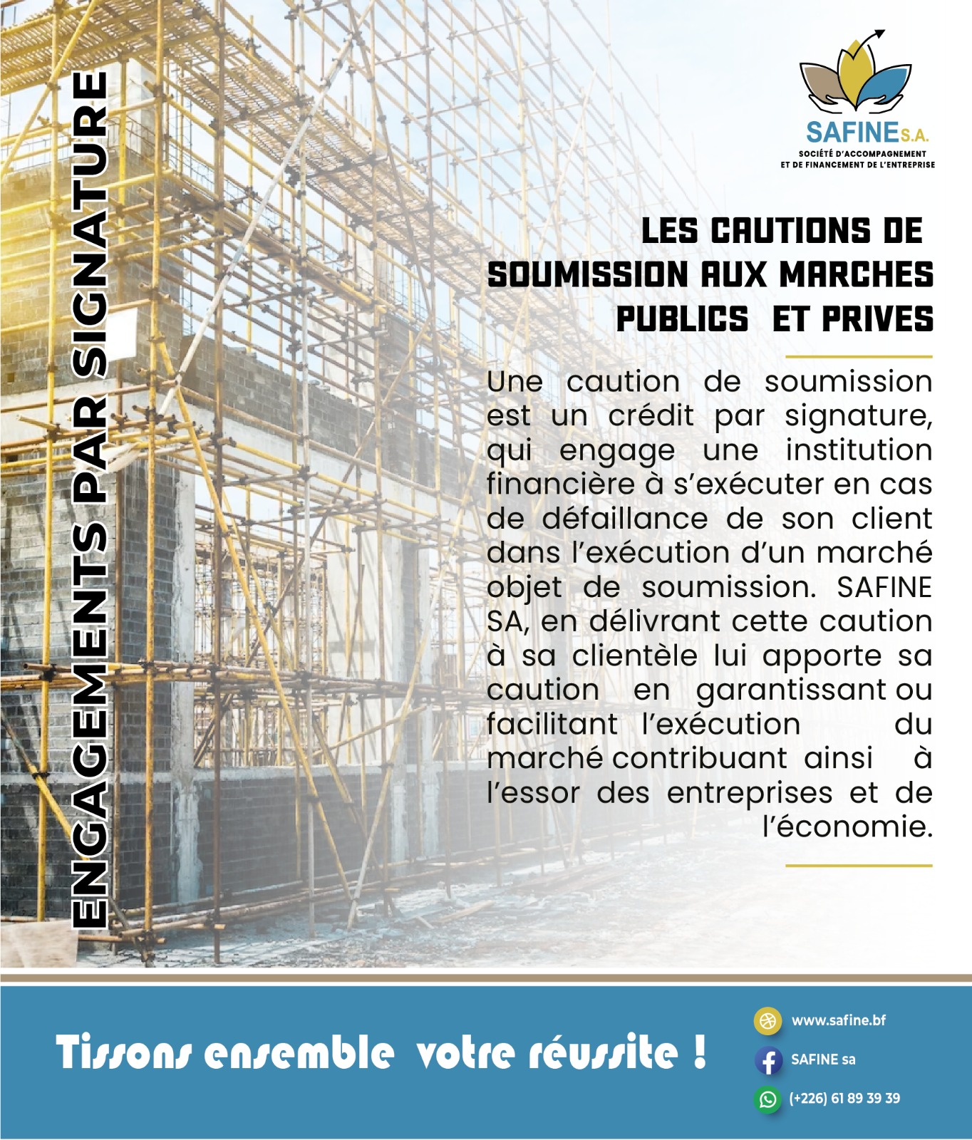 Caution de soumission au marché Publics et Privés - SAFINE SA